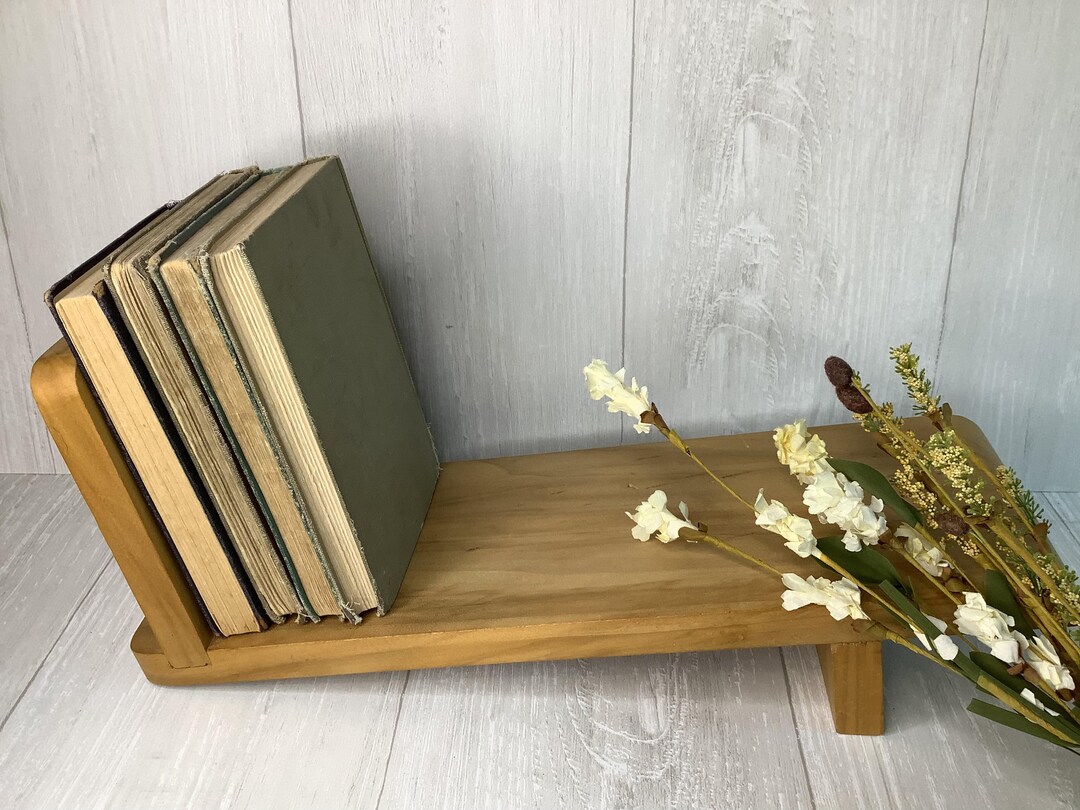 Vintage Wooden Slant Tabletop Books Shelf/ Slanted Wood Book Rack ...