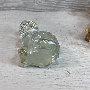 Vintage Fenton Clear Glass Cat Figurine/ Hand Blown Iridescent Glass ...