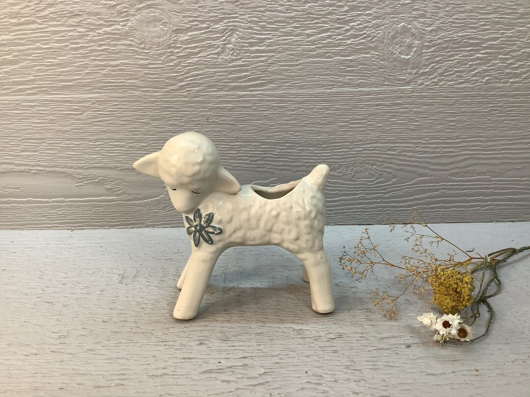 Vintage Ceramic Lamb Planter: Cottagecore Nursery Decor - Etsy