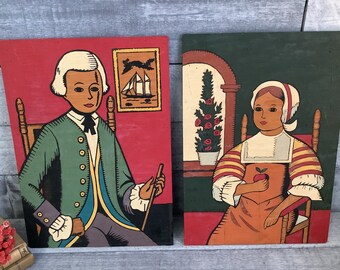 Primitive Colonial Portraits - Etsy