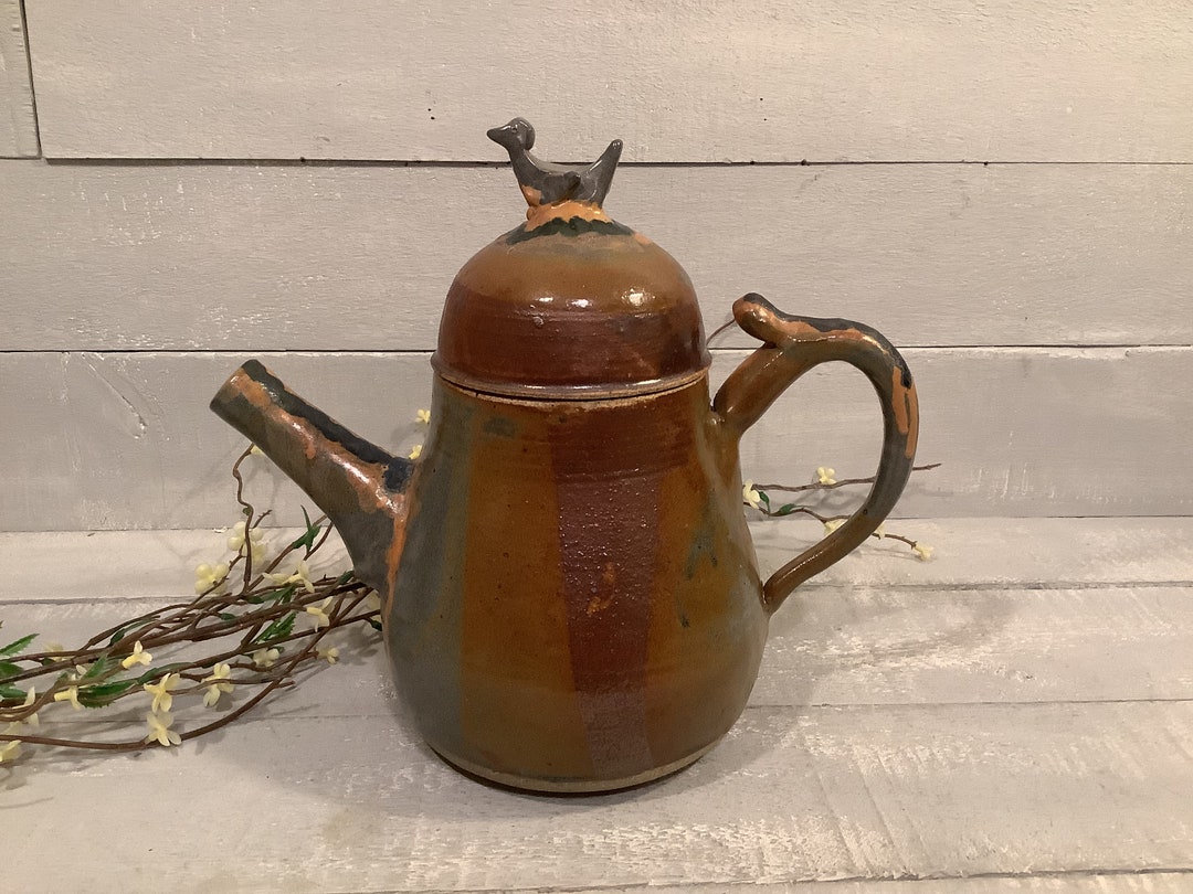 Unique Vintage Pottery Teapot/ Beautifully Glazed Pottery Tea Pot With ...