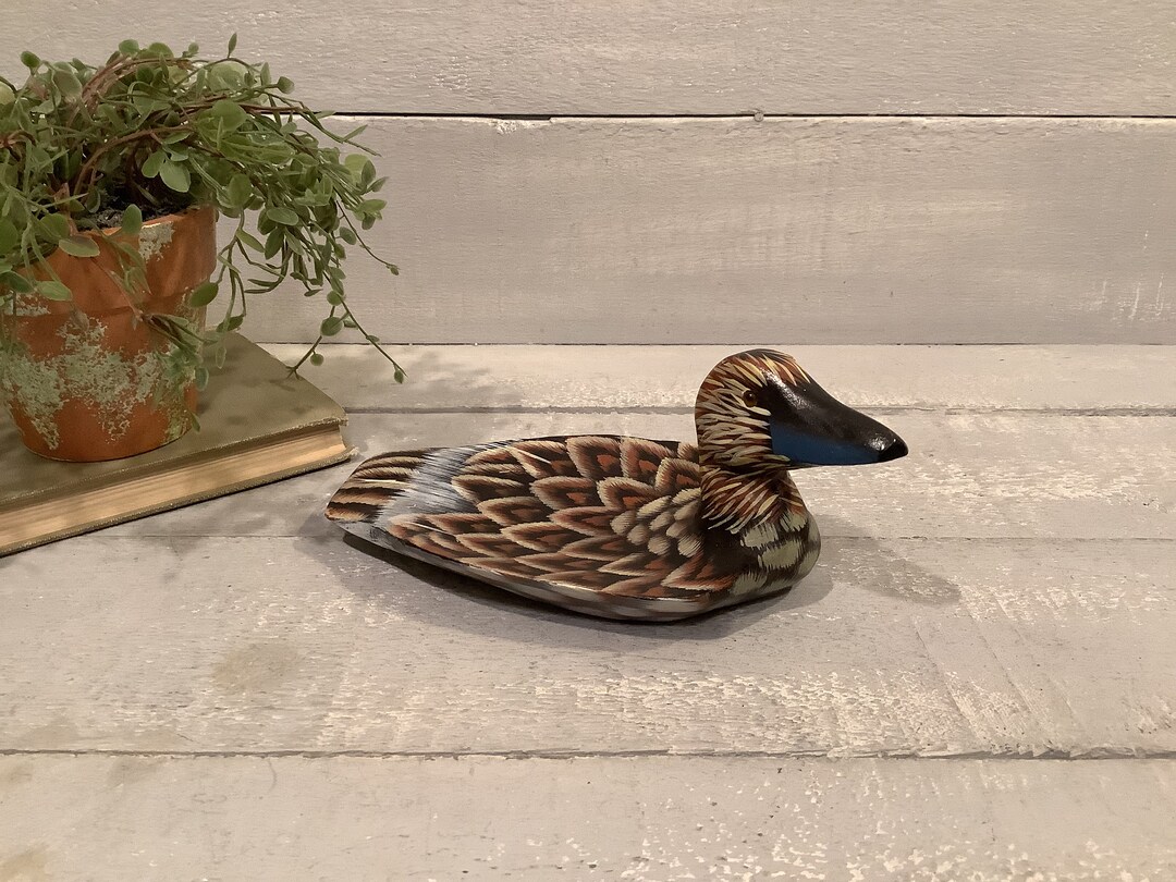 Handpainted Wooden Duck Tray/ Small Wood Duck Dish/ Authentic Hand ...