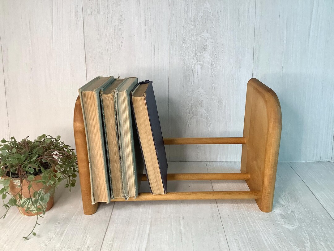 Vintage Wooden Tabletop Book Shelf/ Wood Book Rack/ Desktop Bookshelf ...