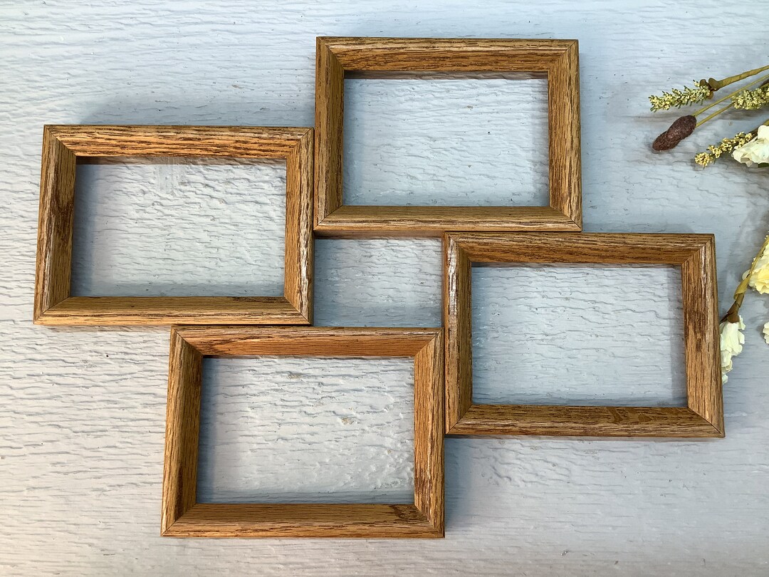 Vintage 4 Wooden Connected Collage Frames/ Four Wood Open Back Wall ...