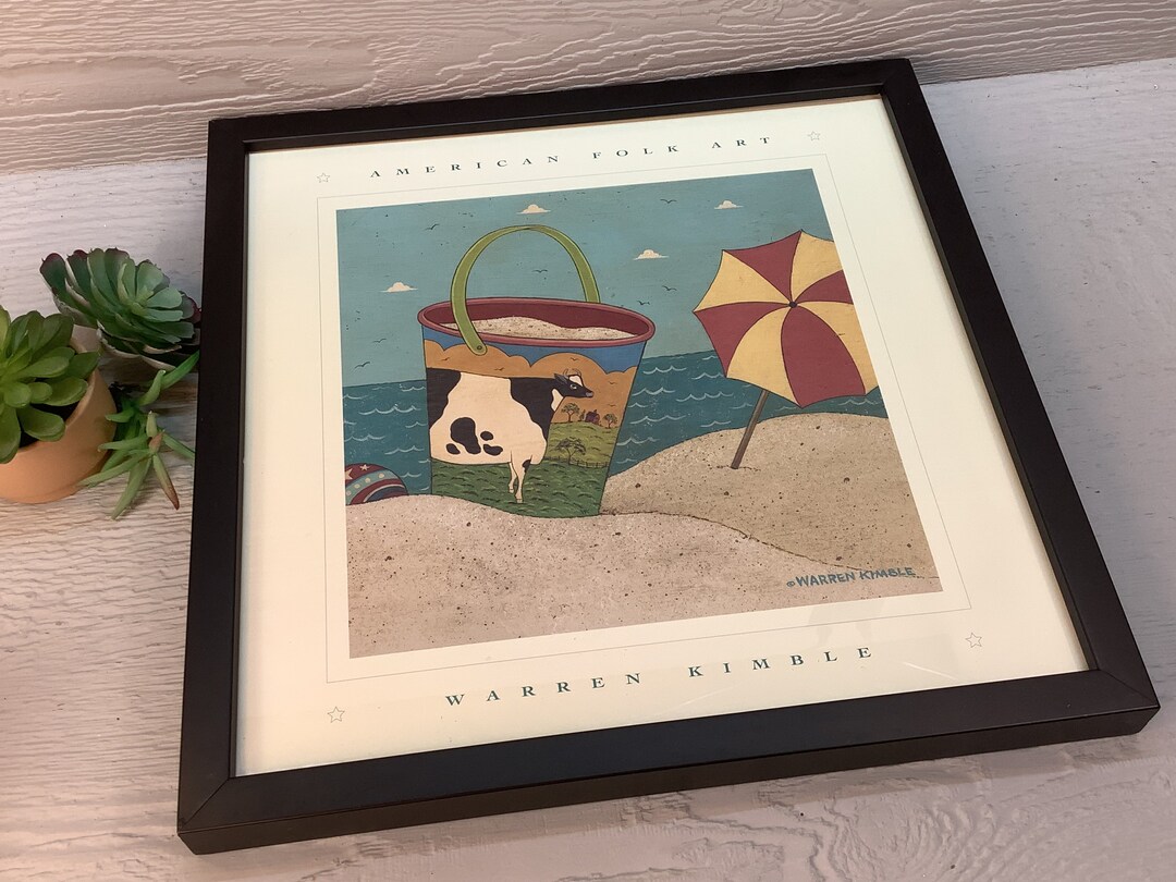 Wonderful American Folk Art Warren Kimble Framed Dotty by the Sea ...