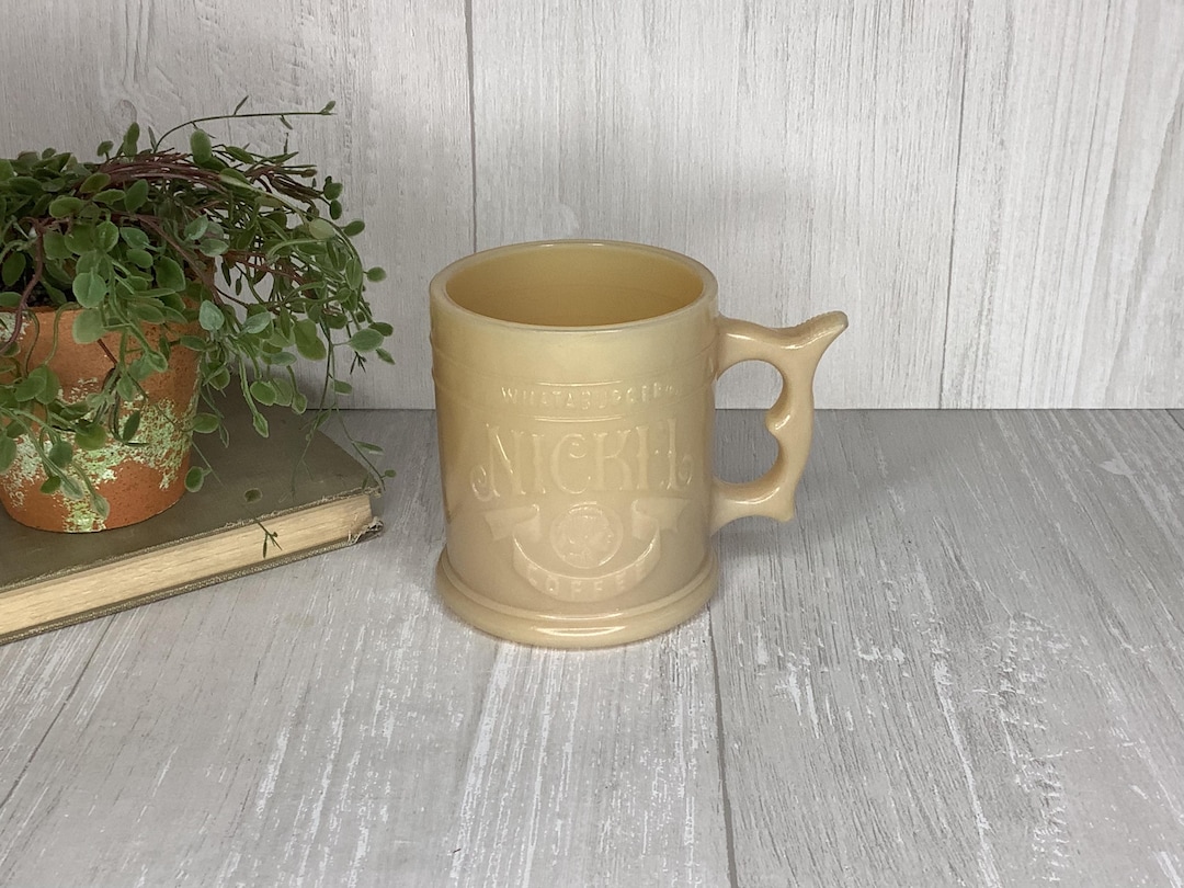 Vintage Whataburger Coffee Mug: Nickel Indian Head Caramel Slag Glass ...