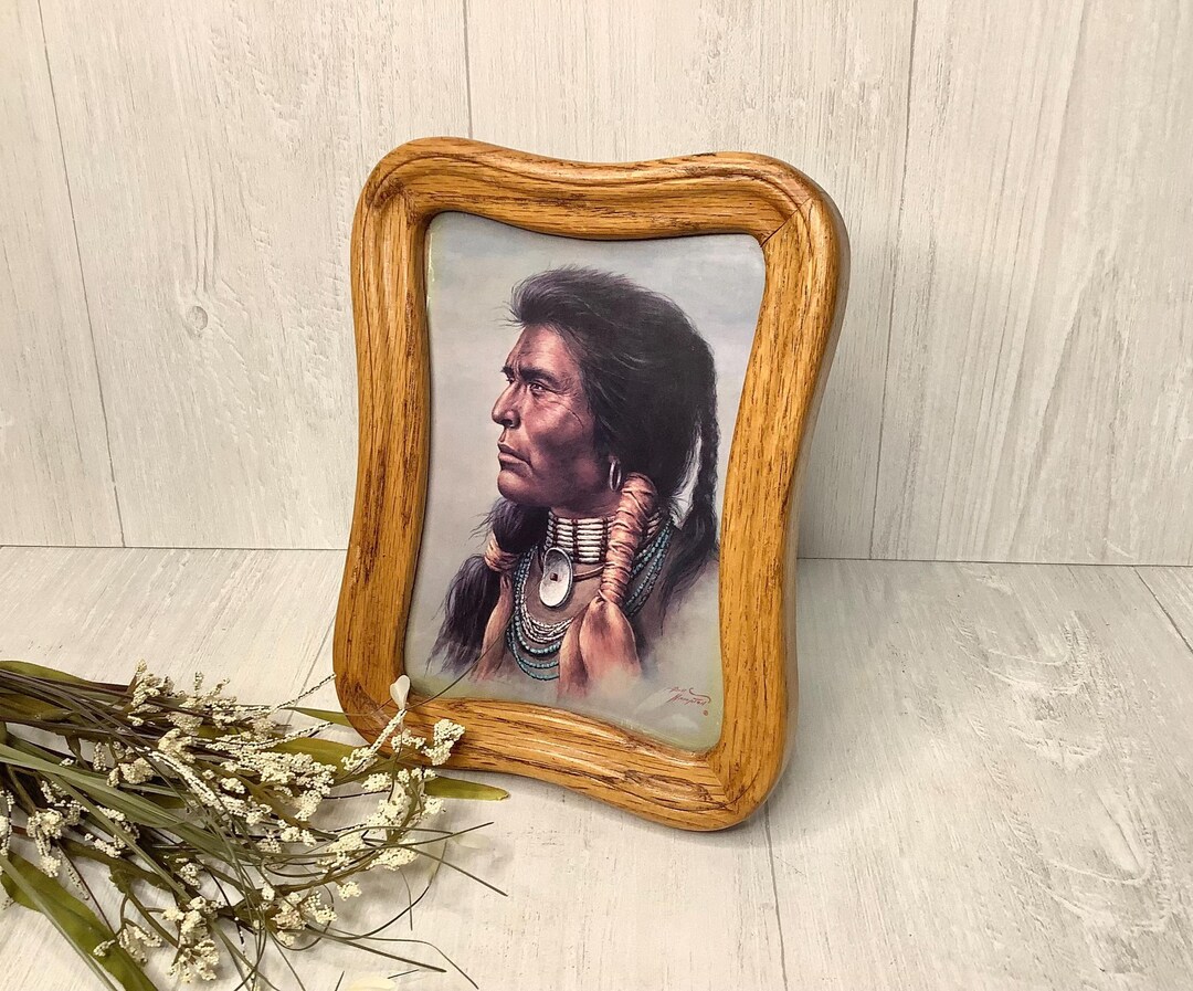 Vintage Wooden Rounded Corner Picture Frame/ Solid Oak Wood Photo Frame ...