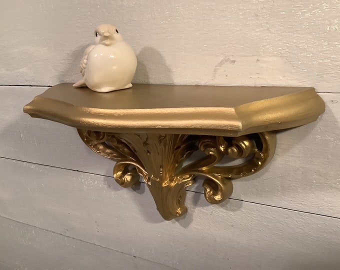 Vintage Gold Burwood Wall Shelf/ Gold Display Shelf With Scrolling ...
