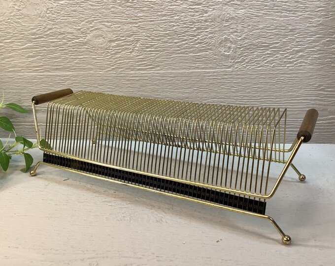 Vintage Wire Brass Record Rack/ Gold Brass Metal Vinyl Record Storage ...