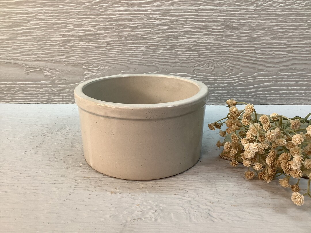 Vintage Stoneware Crock/ Tan Glaze Finish/ Crock Planter/ USA ...