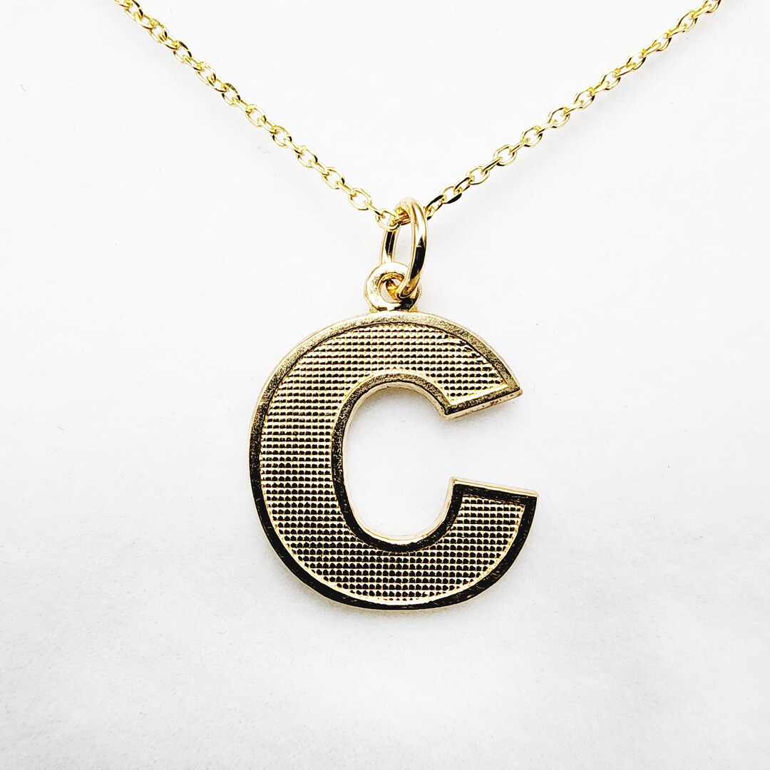 10K Yellow Gold Letter C Pendant Necklace, Dainty Initial Jewelry - Etsy