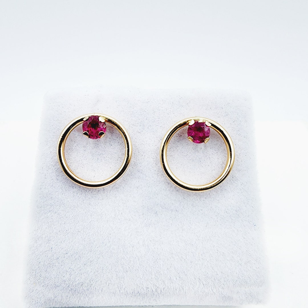 Gold Ruby Earrings, 10K Rose Gold Ruby 4x4mm Stud Earrings, Genuine ...