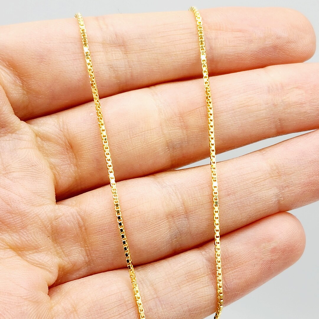 Solid Gold Box Chain , 10K Yellow Gold Box Chain 1mm, Solid Gold Box ...