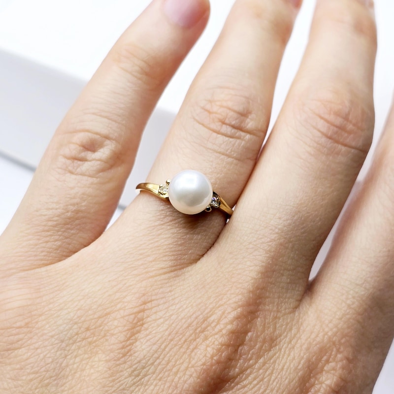 Gold Pearl Ring - Etsy