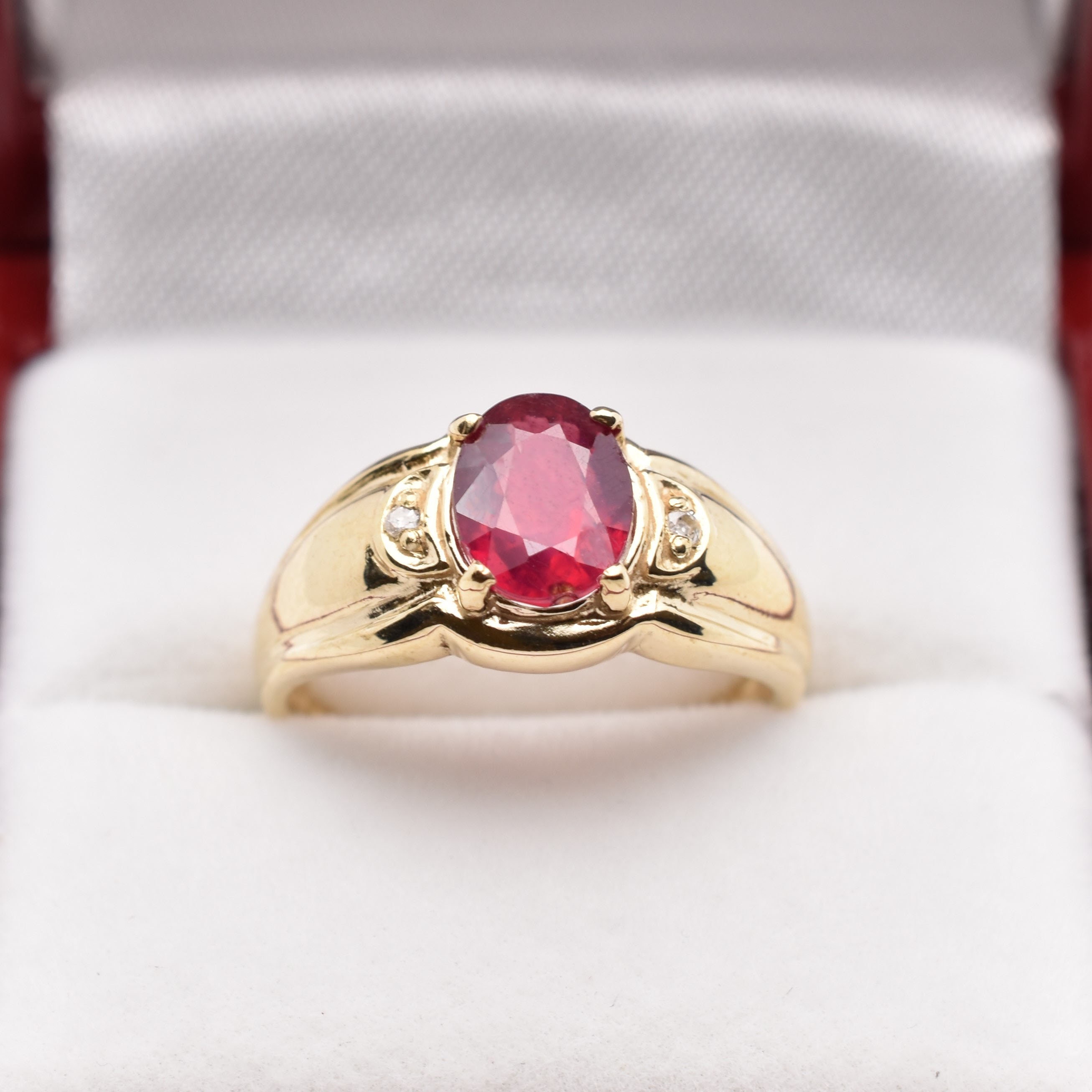 Gold Ruby Ring 10K Yellow Gold Ruby 1.25ct With Diamond - Etsy