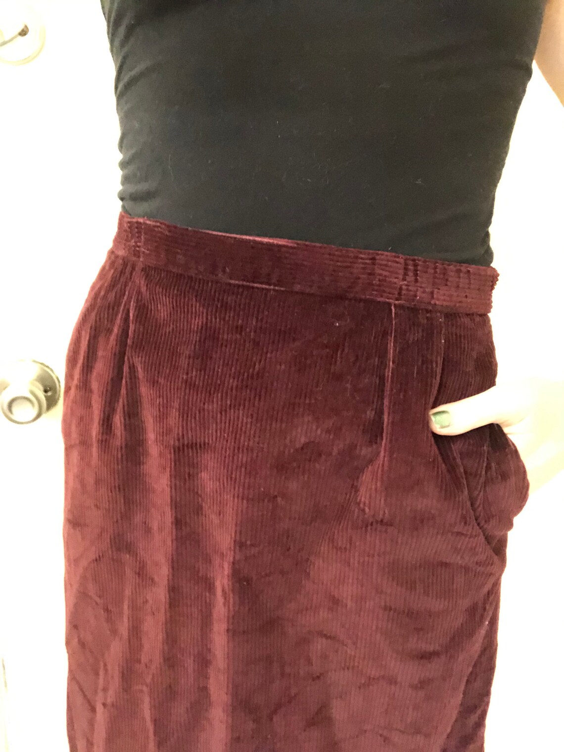 Vintage Burgundy Corduroy Skirt Etsy