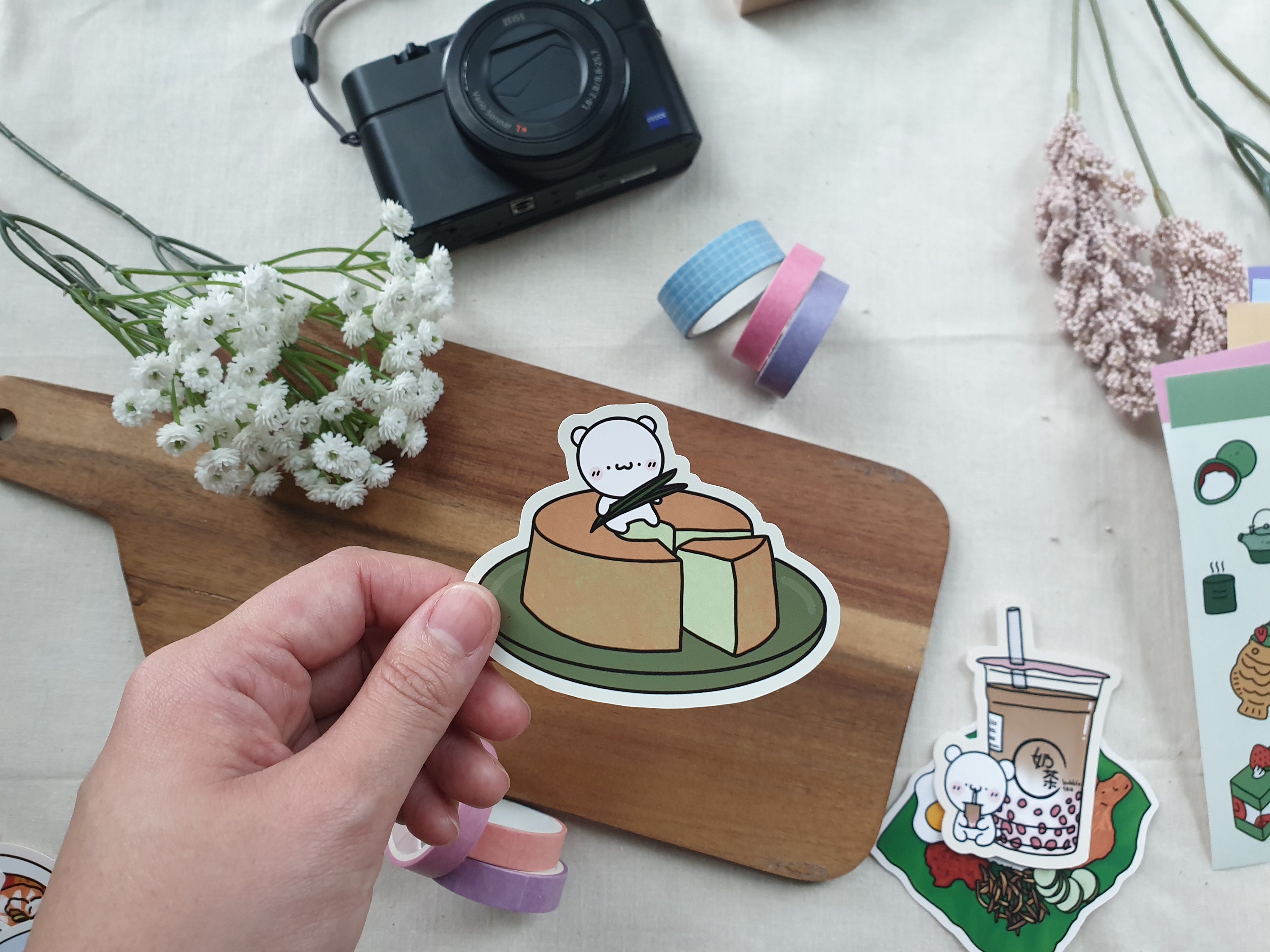 Kueh Lapis Pandan Cake Diecut Sticker // Waterproof Gloss Vinyl Sticker ...