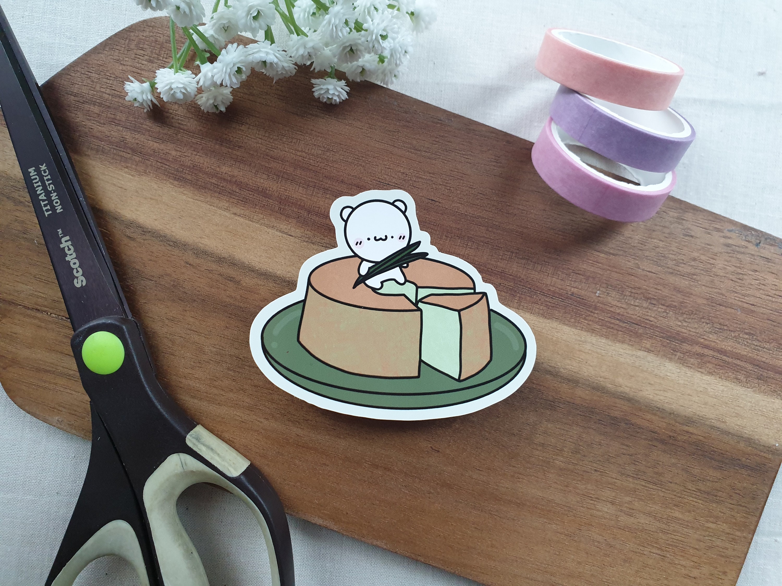 Kueh Lapis Pandan Cake Diecut Sticker // Waterproof Gloss Vinyl Sticker ...