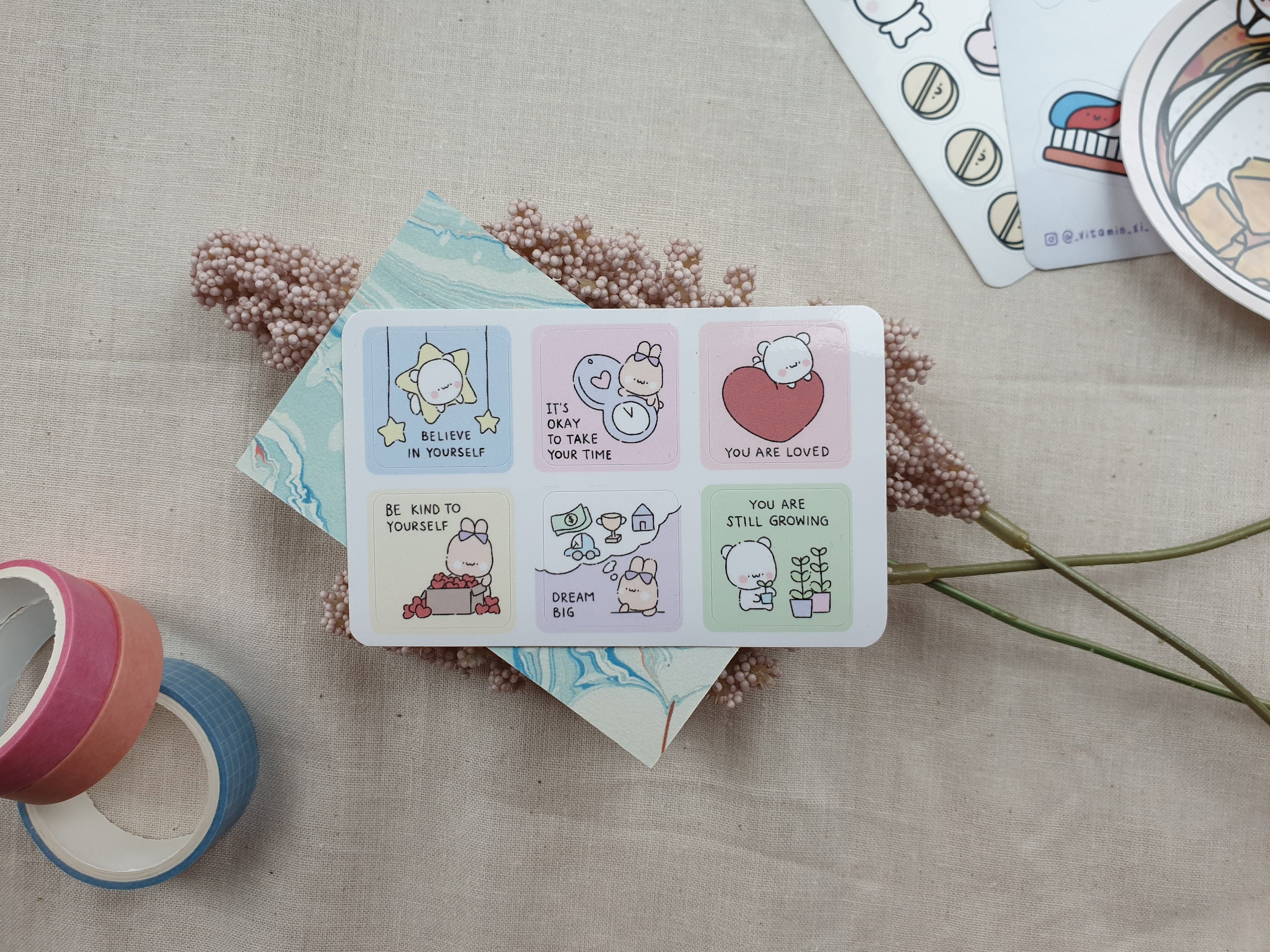 Mini Sticker Set / Selbstliebe / Backen, Backen / Glanz vinyl / kawaii ...