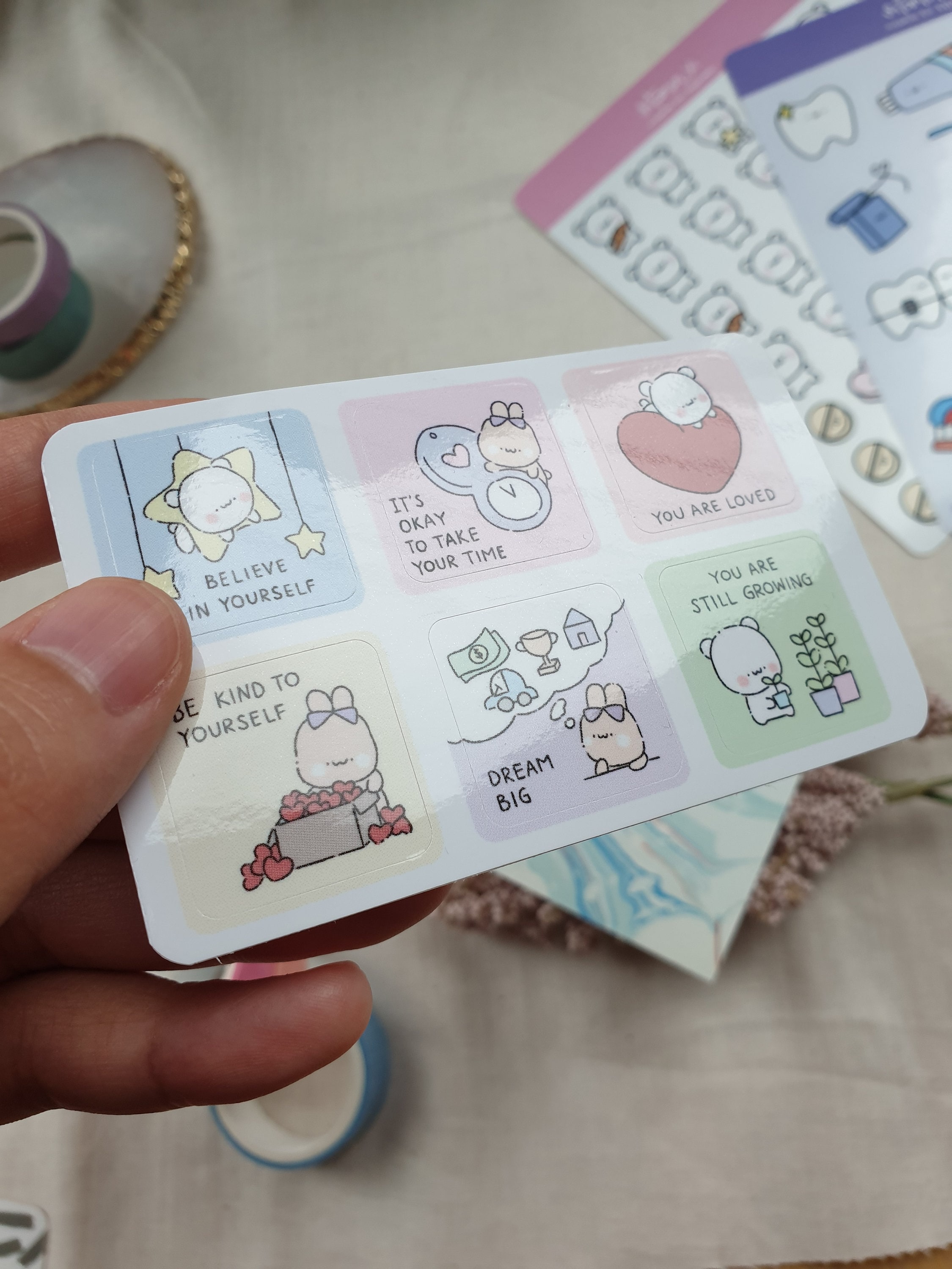 Mini Sticker Set / Selbstliebe / Backen, Backen / Glanz vinyl / kawaii ...