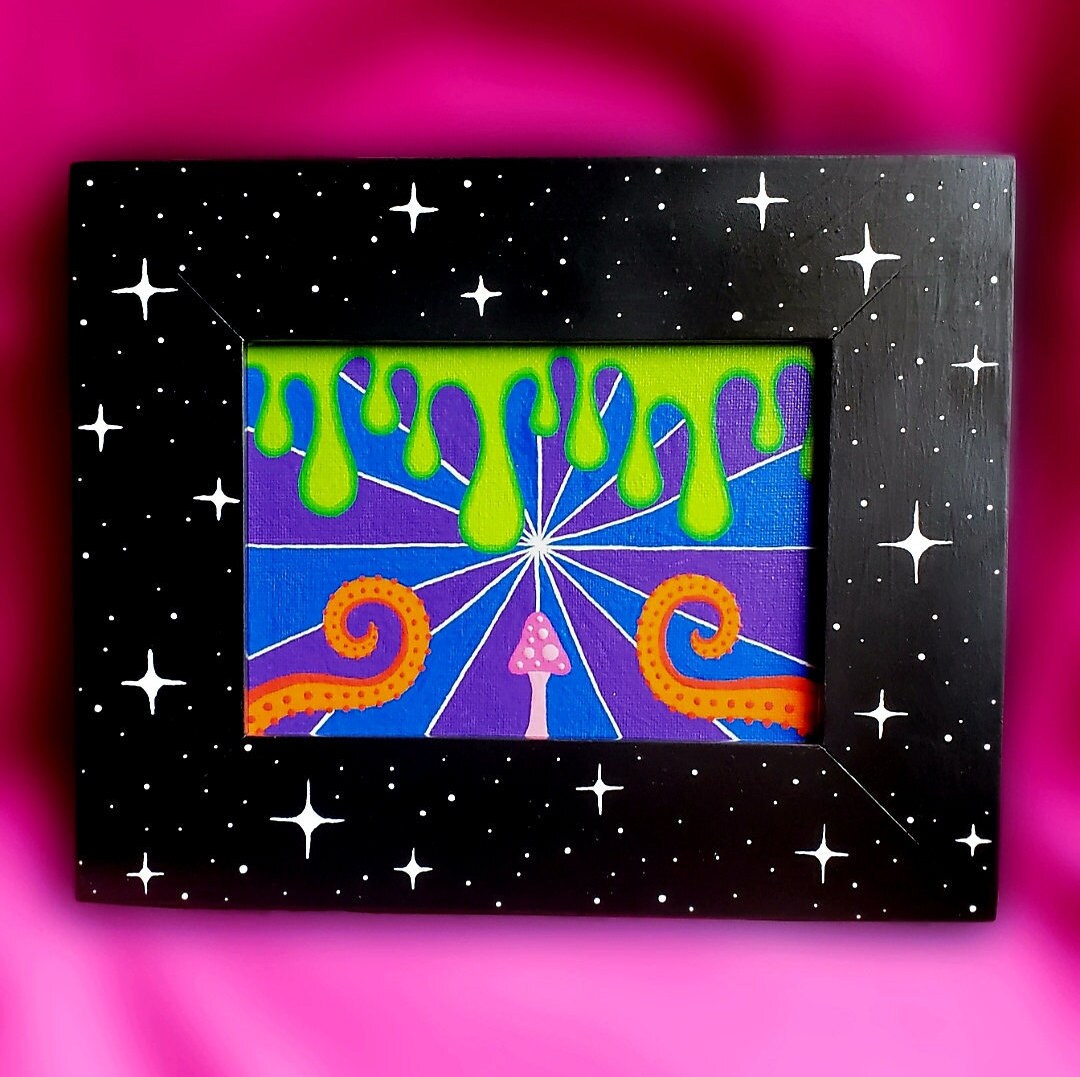 Speed of Slime Acrylic Painting With Painted Frame - Etsy