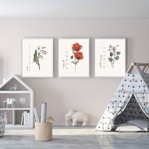 August Birth Flower Poster Instant Download Poppy Digital Wall Art ...