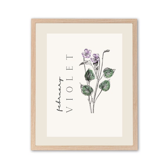 February Birth Flower Poster Instant Download Violet Digital - Etsy