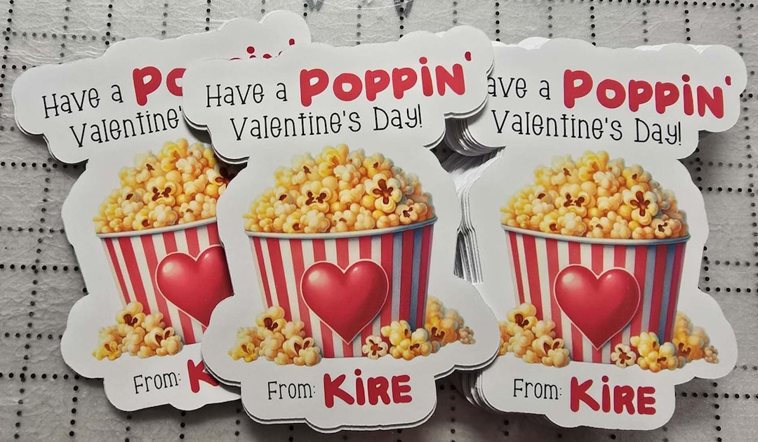 Popcorn Valentine Labels | Custom Valentine Treat Tags | Classroom ...