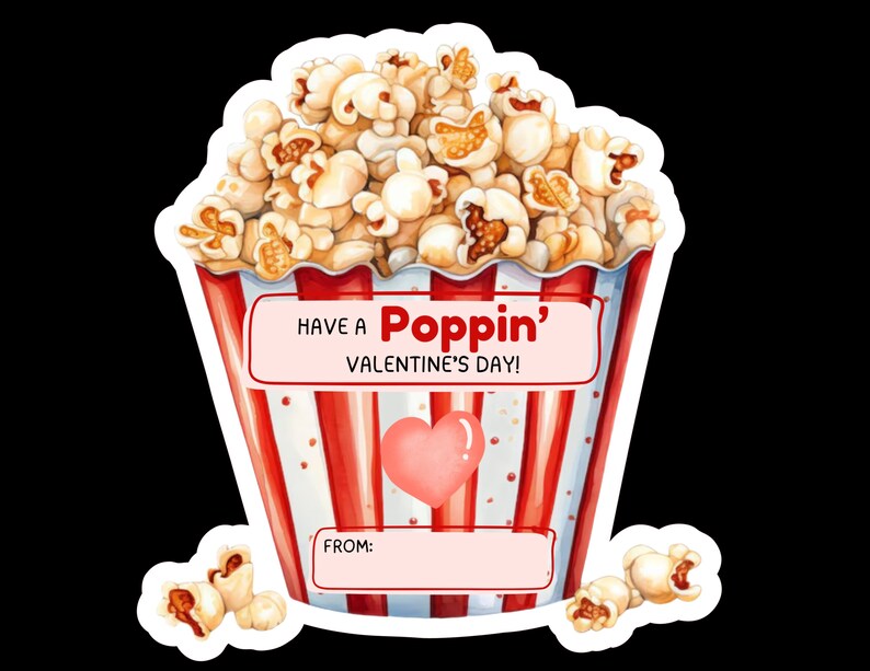 Popcorn Valentine Labels | Personalized Valentine Treat Tags ...