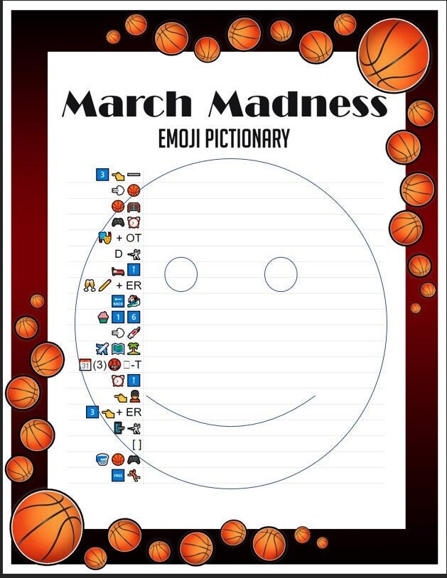 March Madness Emoji Pictionary Printable March Madness Game for Kids ...
