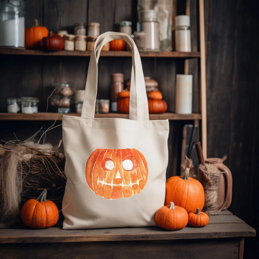 Halloween, Jack-o-lantern, Halloween Bag, Organic Cotton Tote, Cute Tote Bag, Jack-o-lantern ...