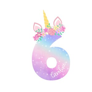 Unicorn Birthday PNG, Unicorn Age Image, Custom Unicorn Name Design ...