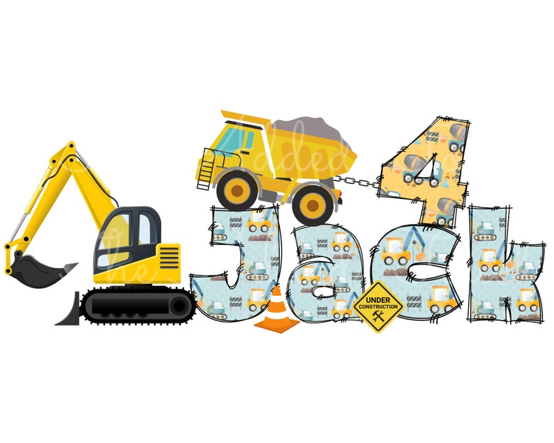 Personalized Construction Name, Sublimation Construction Birthday ...