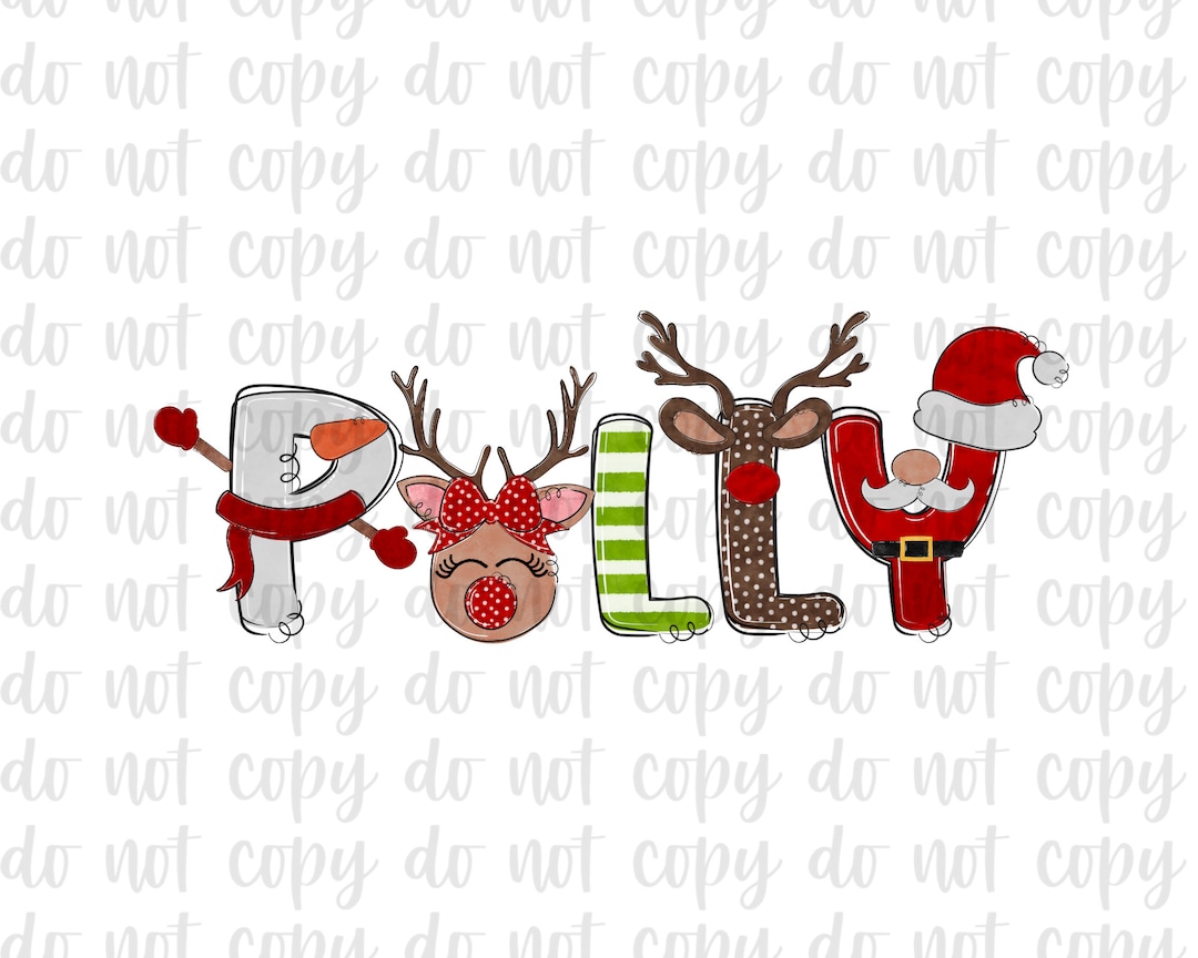 Custom Christmas Name PNG, Personalized Christmas Alphabet Doodle Name ...