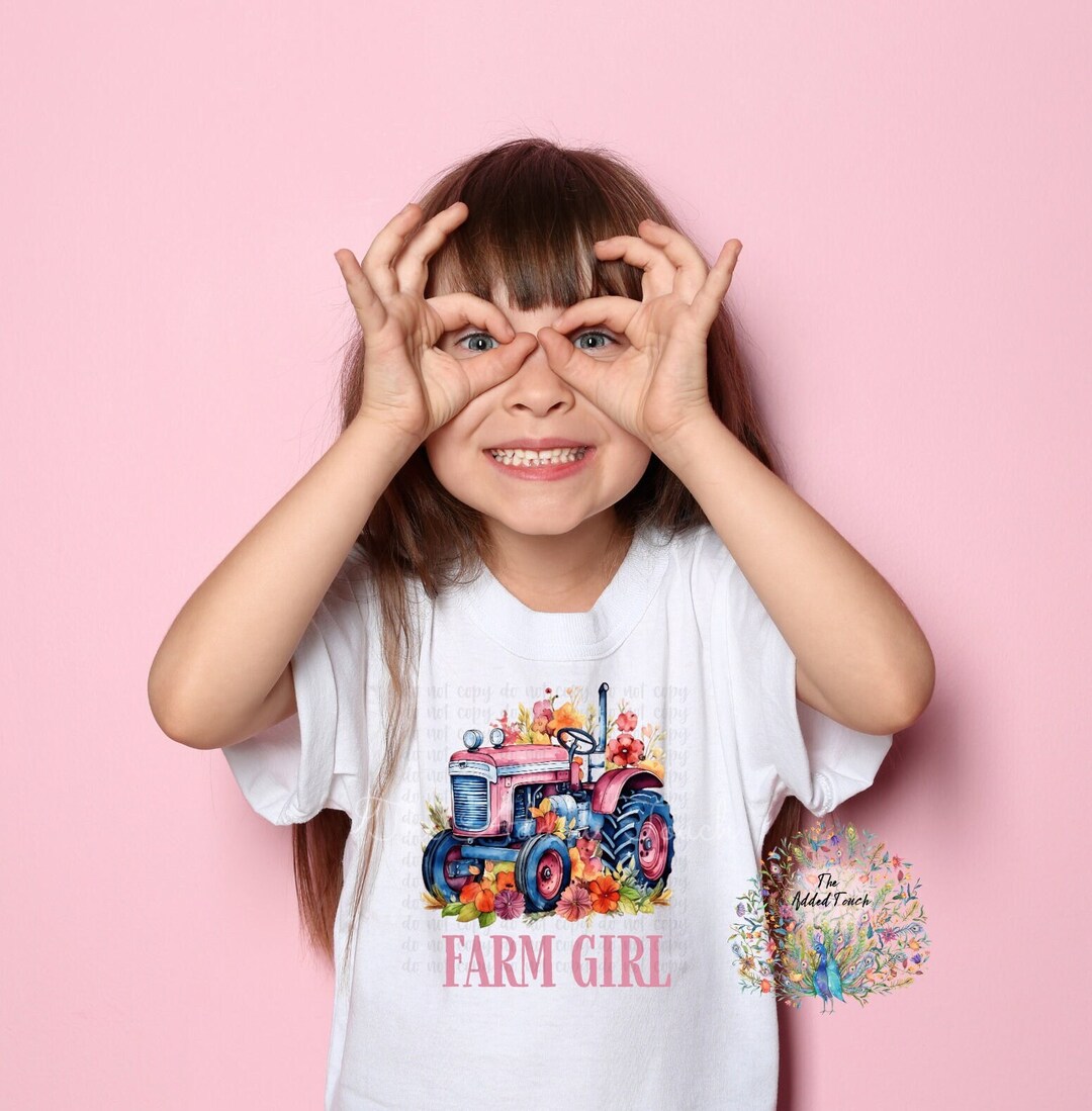 Farm Girl PNG, Pink Tractor Image, Pink Tractor With Flowers Design ...