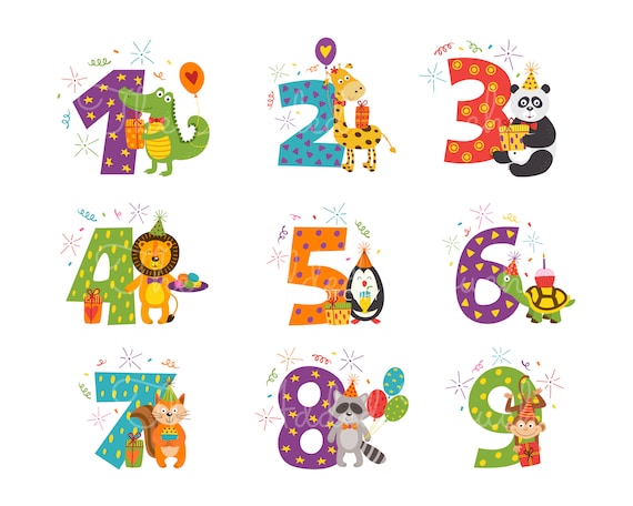 Party Animals Numbers PNG Party Animals Birthday Numbers - Etsy