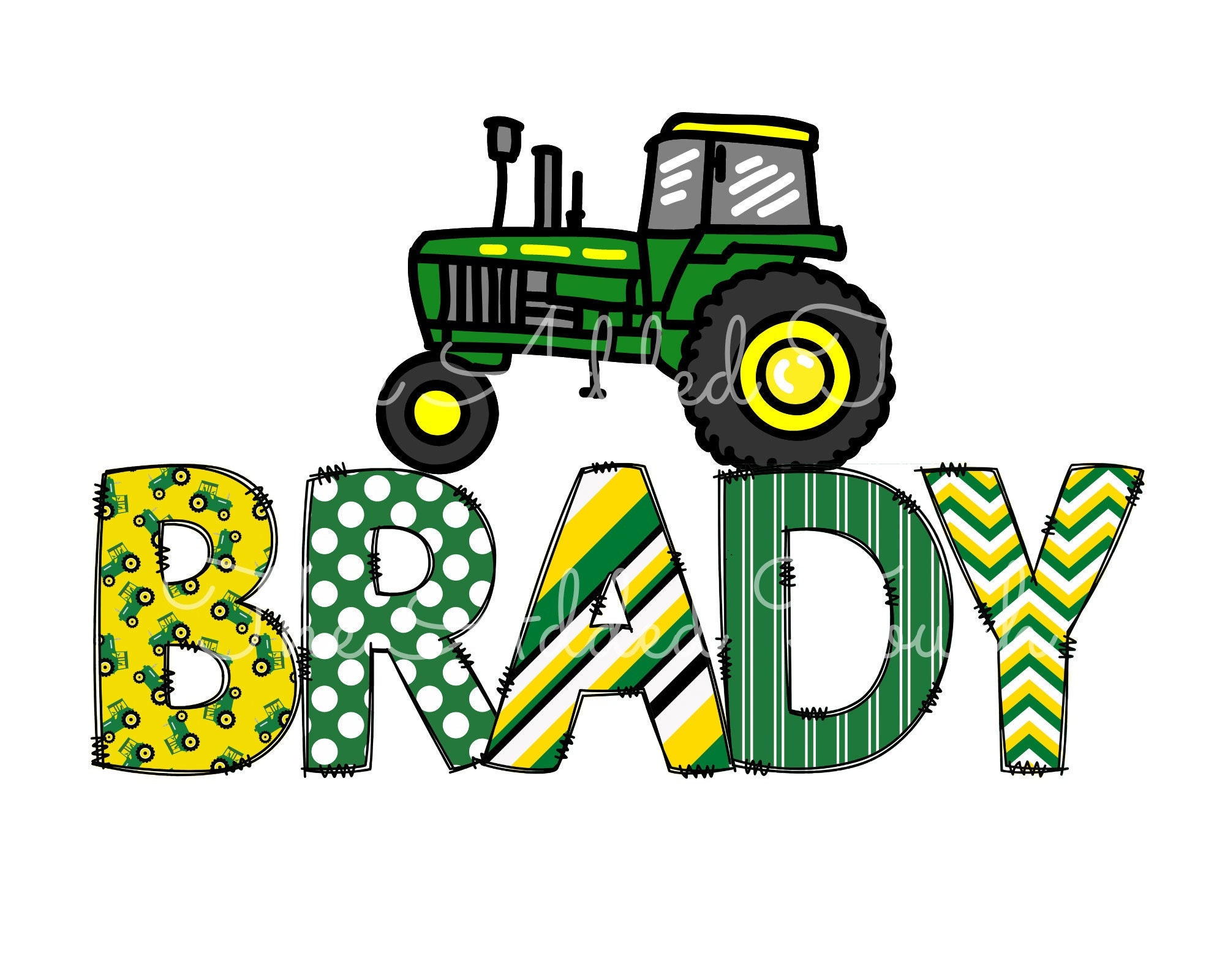 Personalized Tractor Name, Sublimation Tractor Birthday Digital Image ...