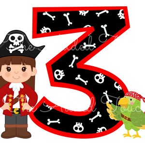 Custom Pirate Birthday Number, Pirate Birthday Party, Pirate Age, Girl ...