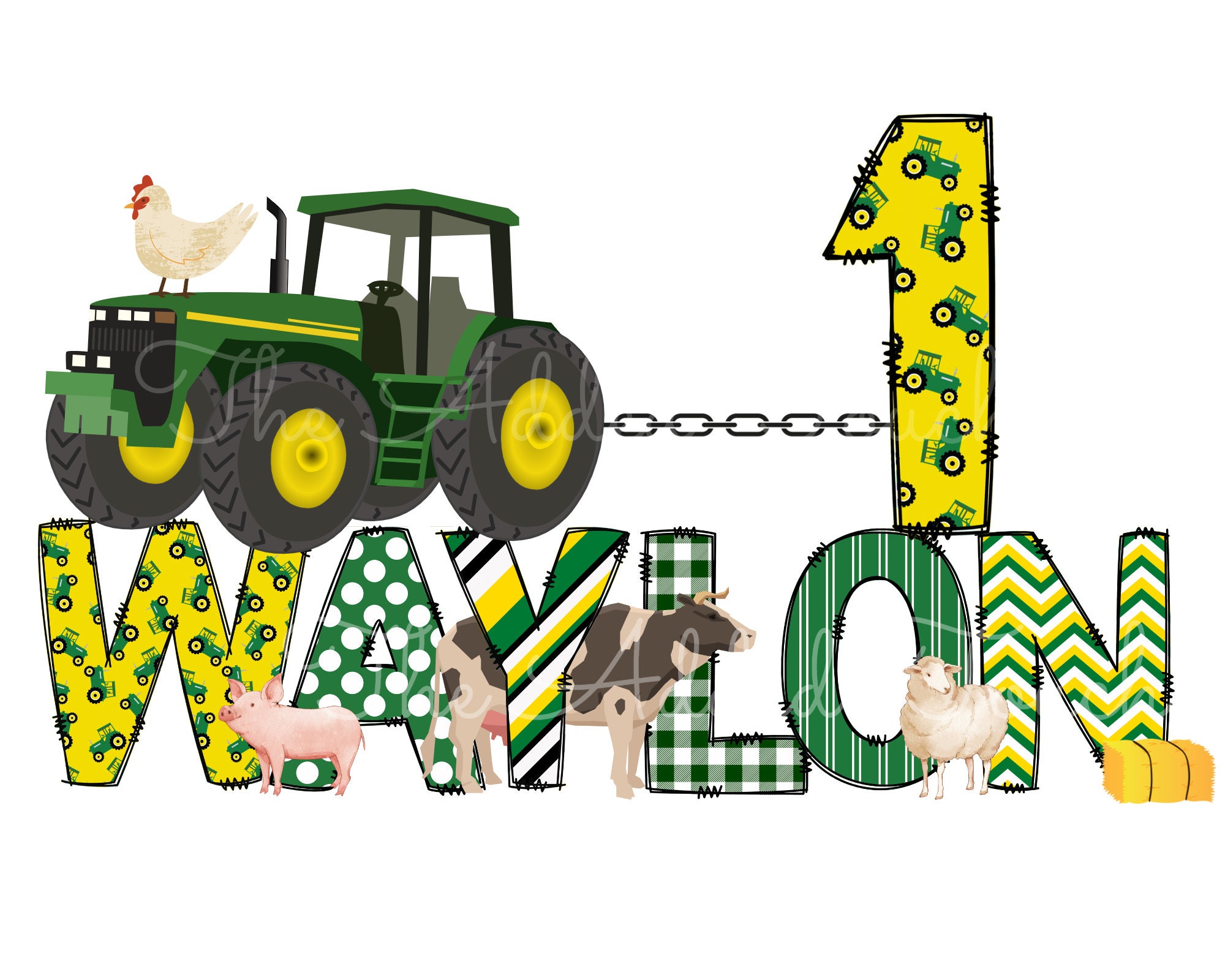 Personalized Tractor Name, Sublimation Tractor Birthday Digital Image ...