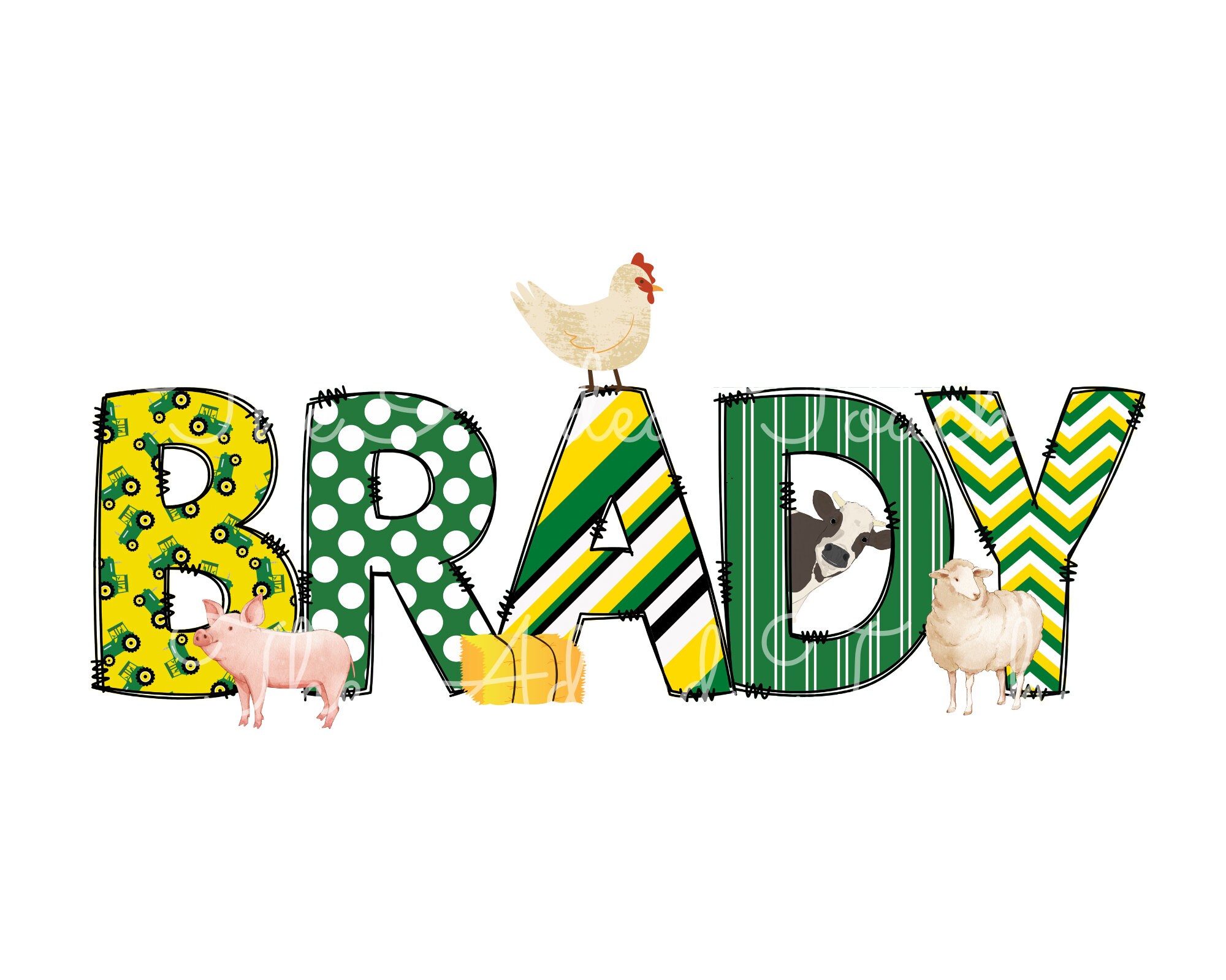 Personalized Tractor Name, Sublimation Tractor Birthday Digital Image ...