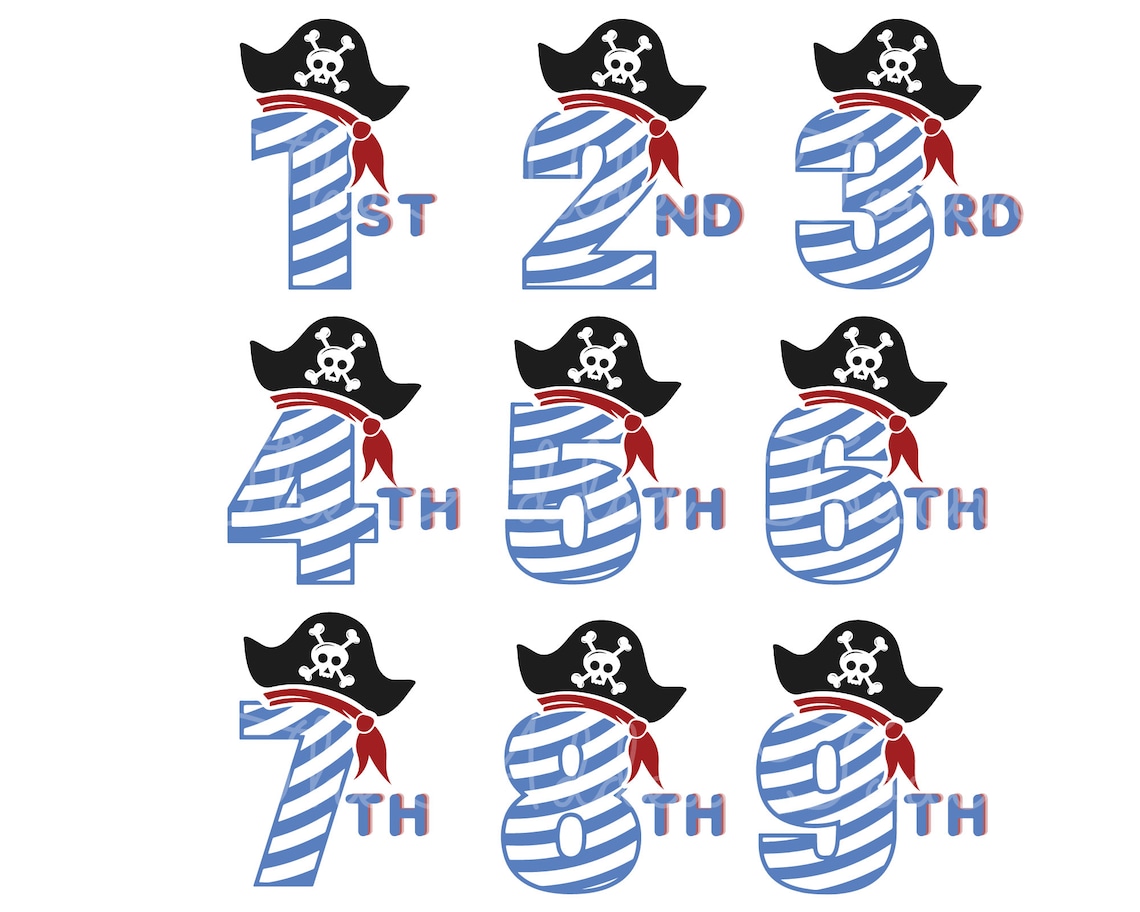 Pirate Numbers PNG Pirate Birthday Numbers Download Pirate - Etsy