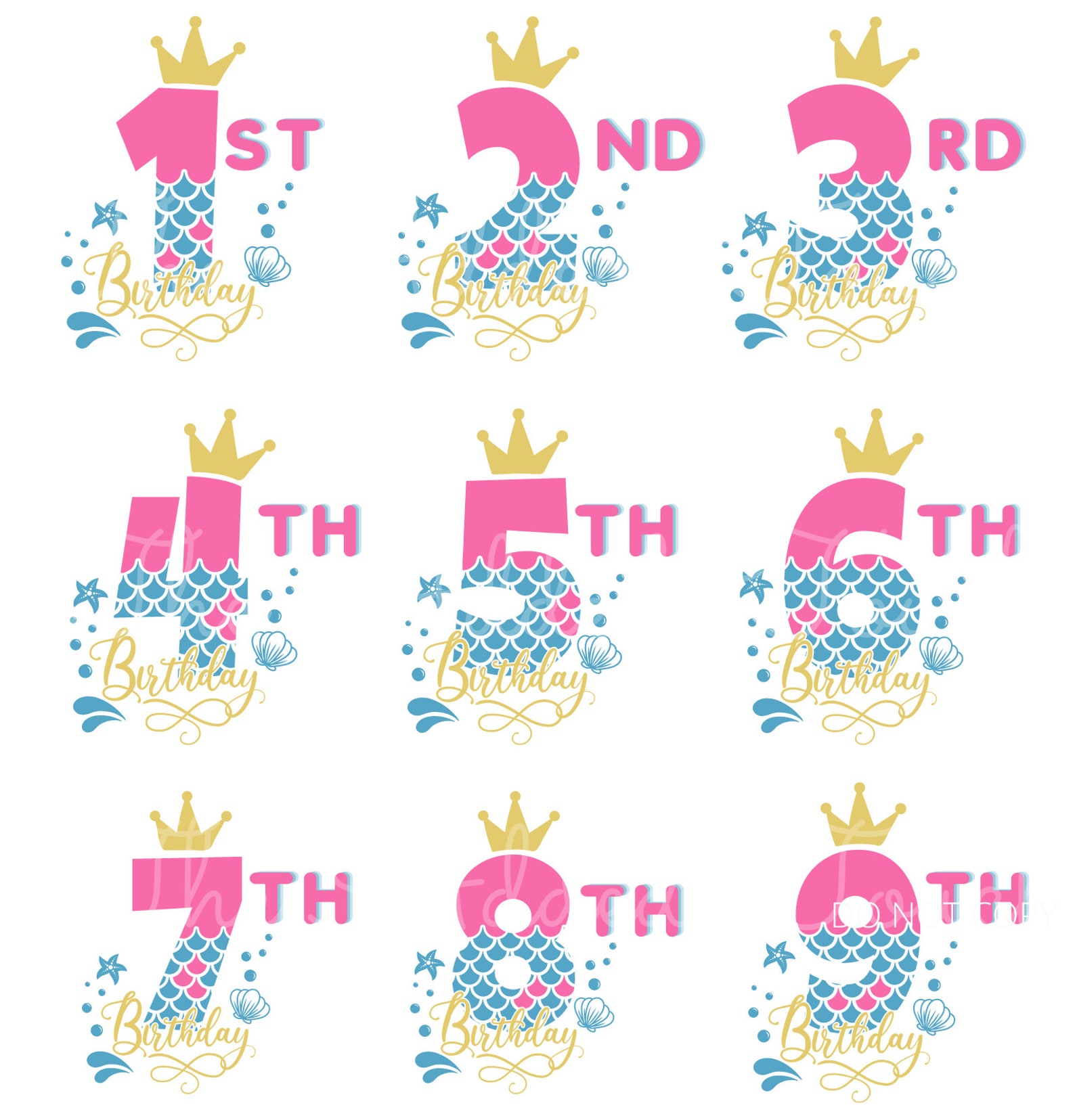 Mermaid Numbers PNG, Mermaid Birthday Numbers Download, Mermaid s Image ...