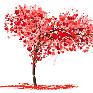 Rood hart bomen PNG, val bomen, Valentijn hart bomen, liefde harten PNG ...