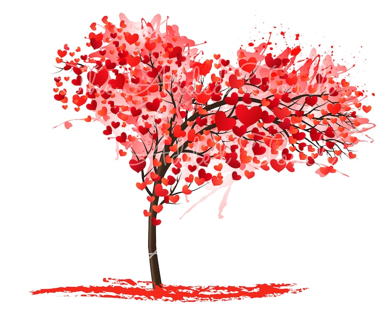 Red Heart Trees PNG, Fall Trees, Valentine Heart Trees, Love Hearts PNG ...