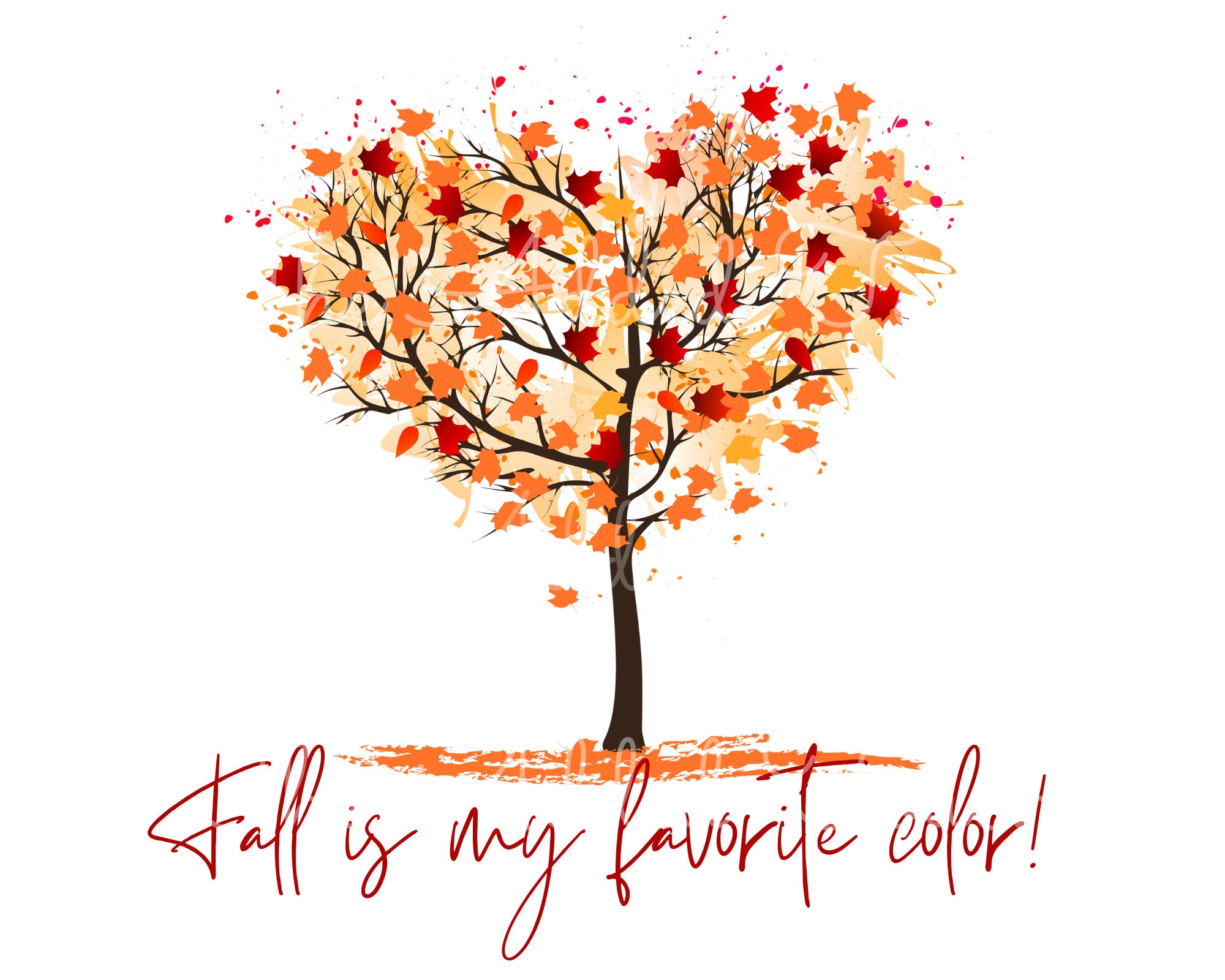 Fall Heart Tree PNG Fall Tree Image Fall Leaves Download - Etsy
