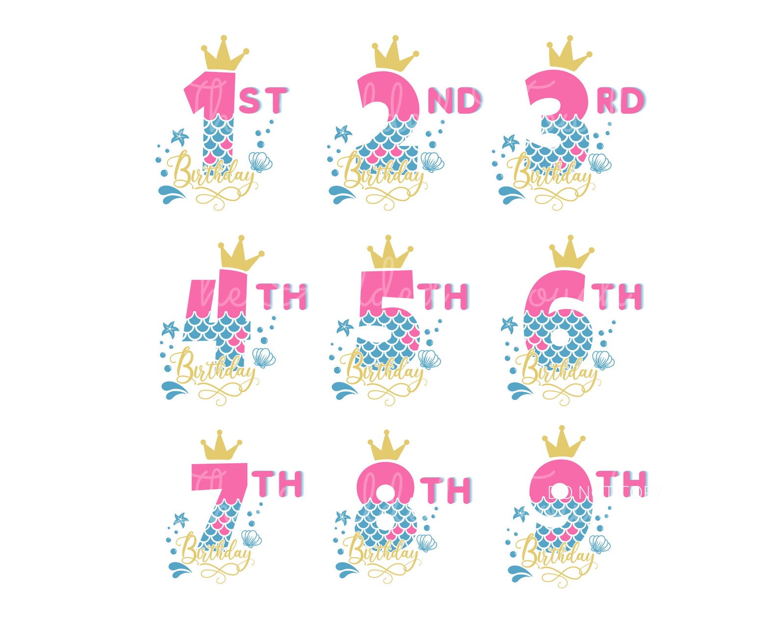 Mermaid Numbers PNG, Mermaid Birthday Numbers Download, Mermaid s Image ...