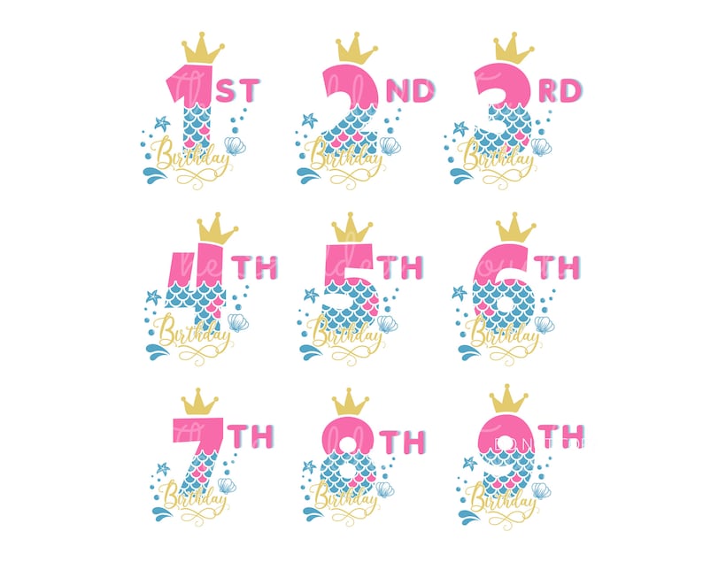 Mermaid Numbers PNG, Mermaid Birthday Numbers Download, Mermaid s Image ...