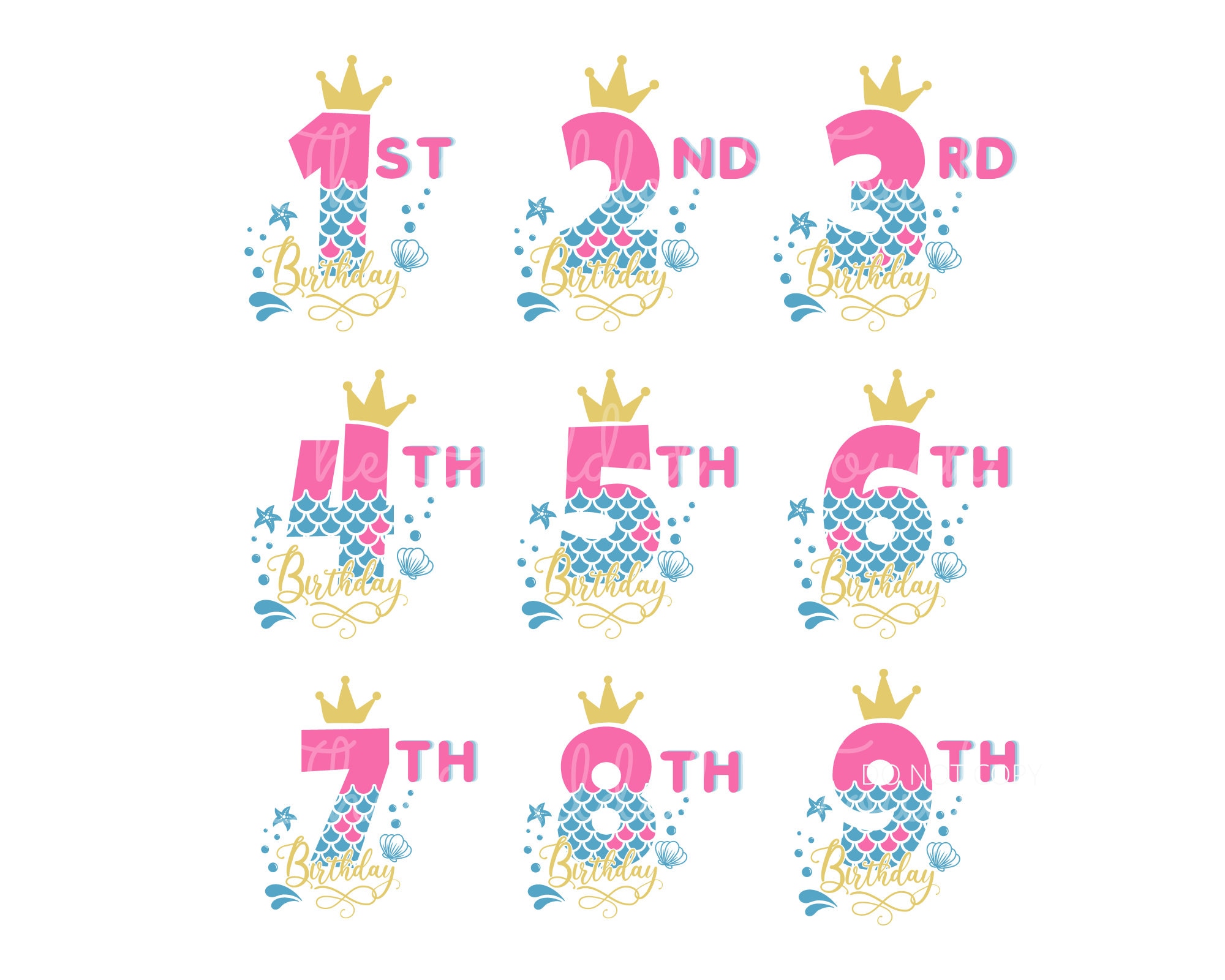 Mermaid Numbers PNG, Mermaid Birthday Numbers Download, Mermaid s Image ...