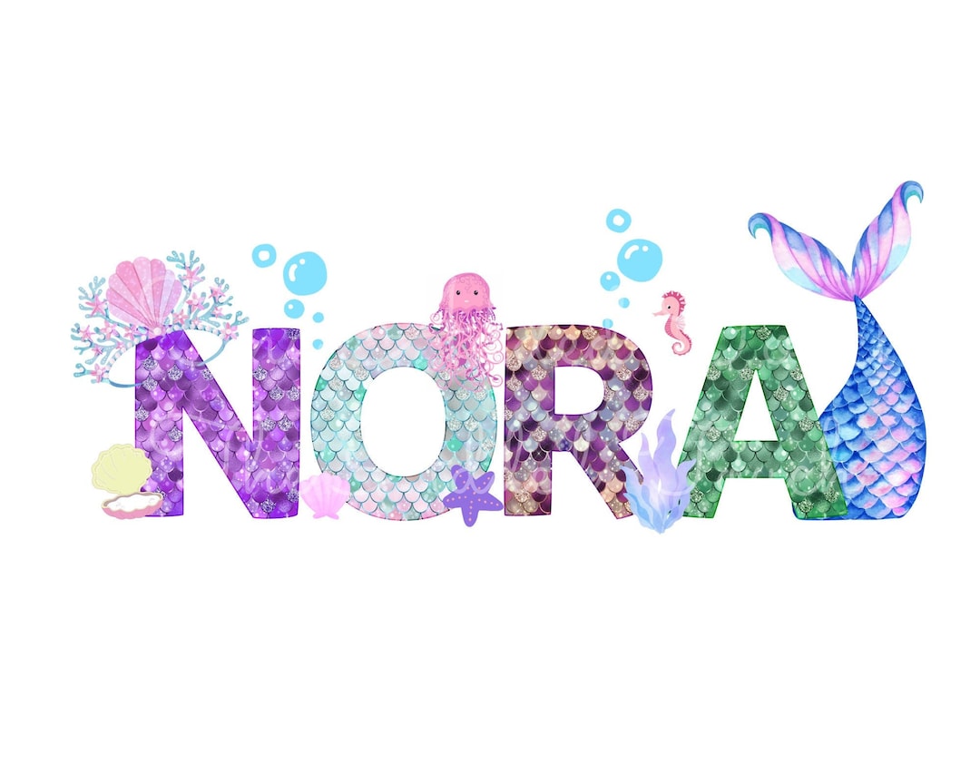 Personalized Mermaid Name, Sublimation Mermaid Birthday Digital Image ...
