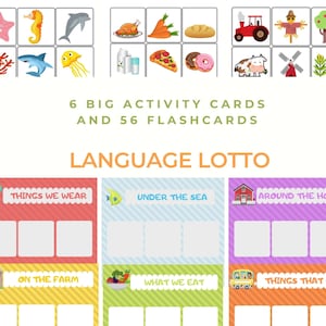 Language Lotto Game Printable Toddler Busy Book Binder Homeschool ...